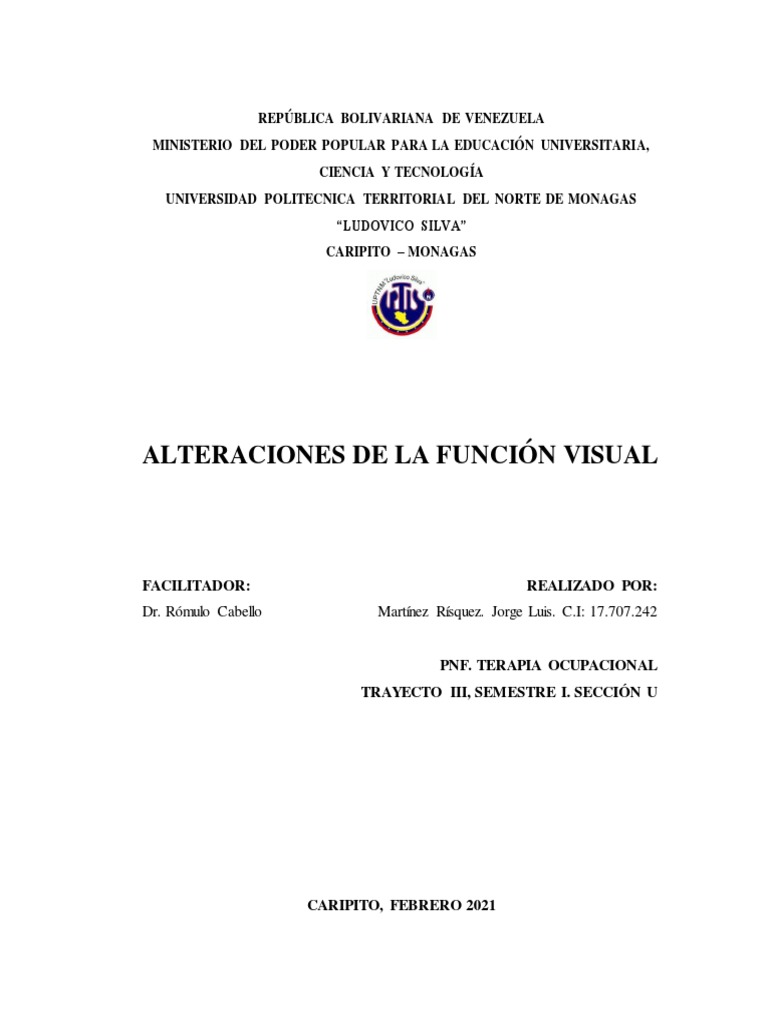 Alteraciones de Las Funciones Visuales | PDF | Percepción visual | Ojo ...