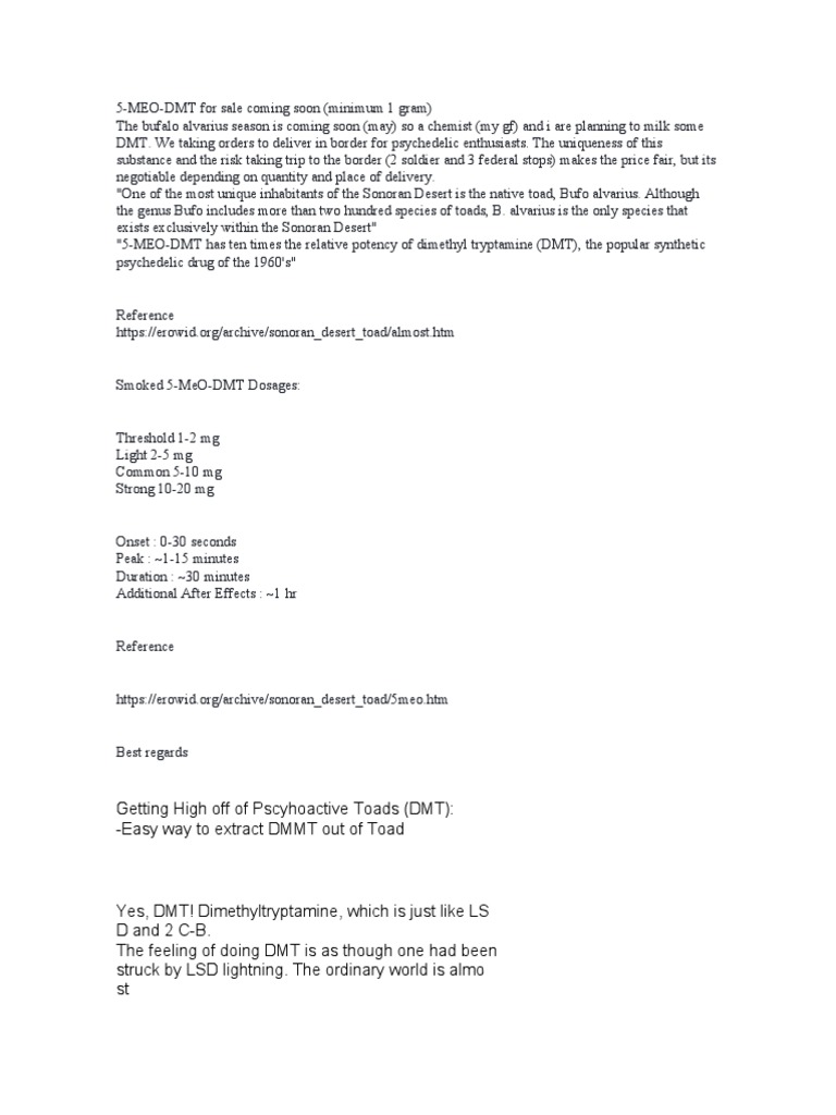 How To DMT From Frogs | Download Free PDF | Psychoactive Drugs