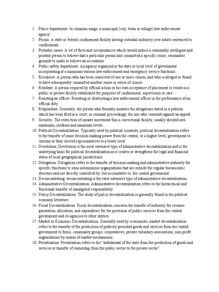 Policing System Definition of Terms, Only 50 | PDF | Police ...