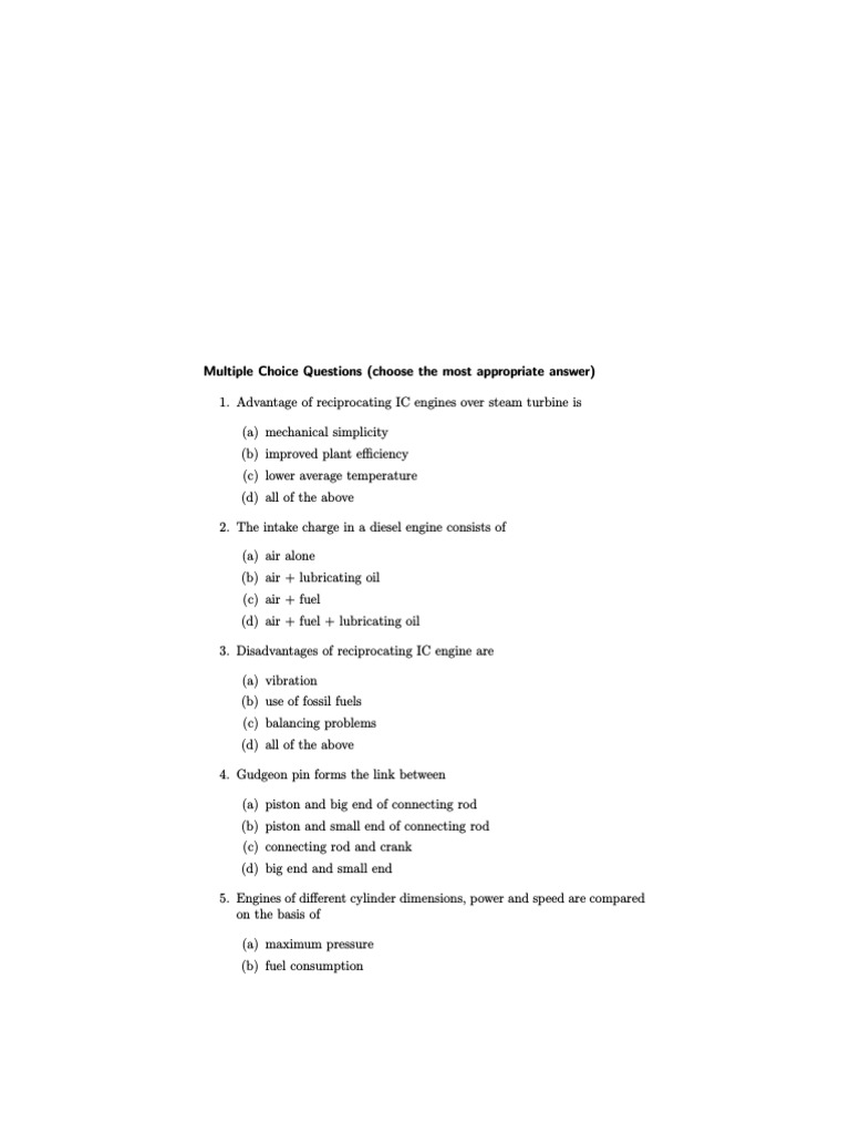MCQ Practice Set 1 | PDF | Internal Combustion Engine | Systems Engineering MCQ Practice Set 1 | PDF | Internal Combustion Engine | Systems Engineering