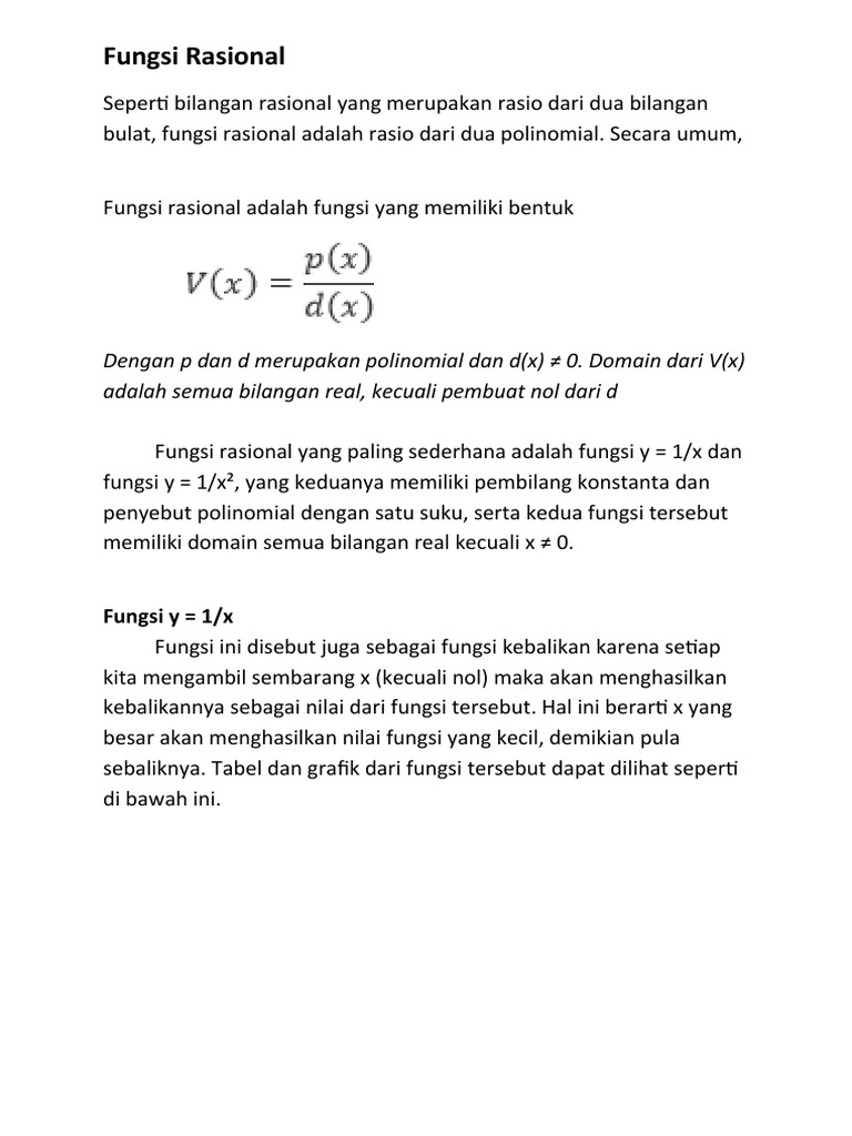 Pengertian dan Ciri Fungsi Rasional | PDF | Sains & Matematika | Komputer