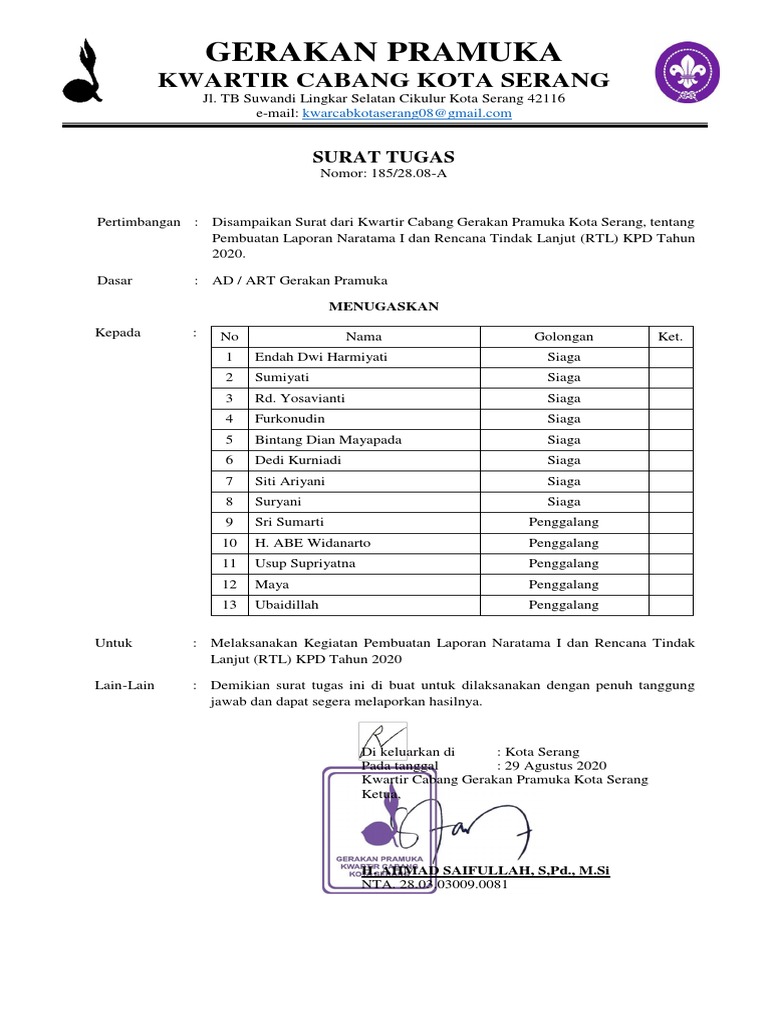 Surat Tugas RTL | PDF