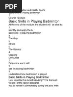 The 5 Basic Skills in Badminton | PDF | Racquet Sports | Athletic Sports