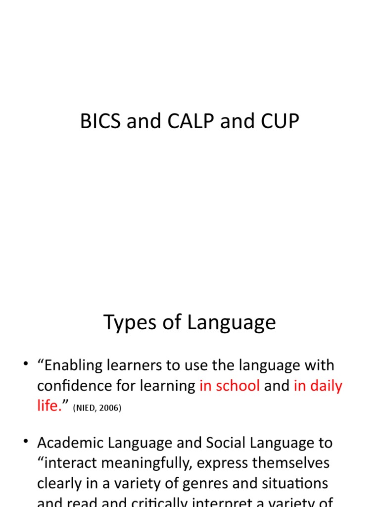 Bics and Calp and Cup | PDF | Sentence (Linguistics) | Vocabulary