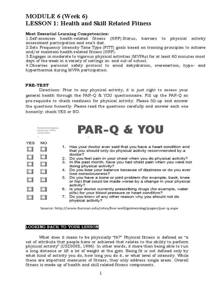 Pe 11 Module 6weeks6 | PDF | Physical Fitness | Muscle