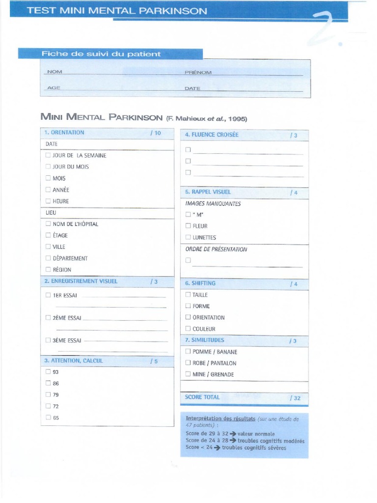 MMP - Mini Mental Parkinson | PDF