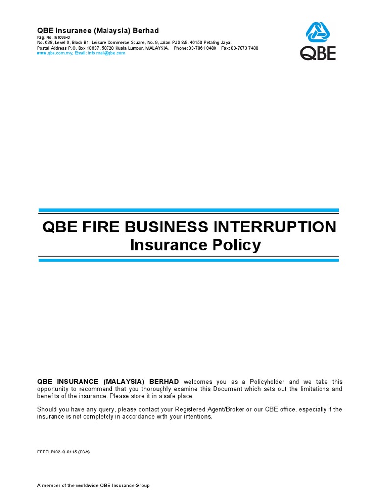 Fire Loss of Profit Policy Wording | PDF | Insurance | Indemnity