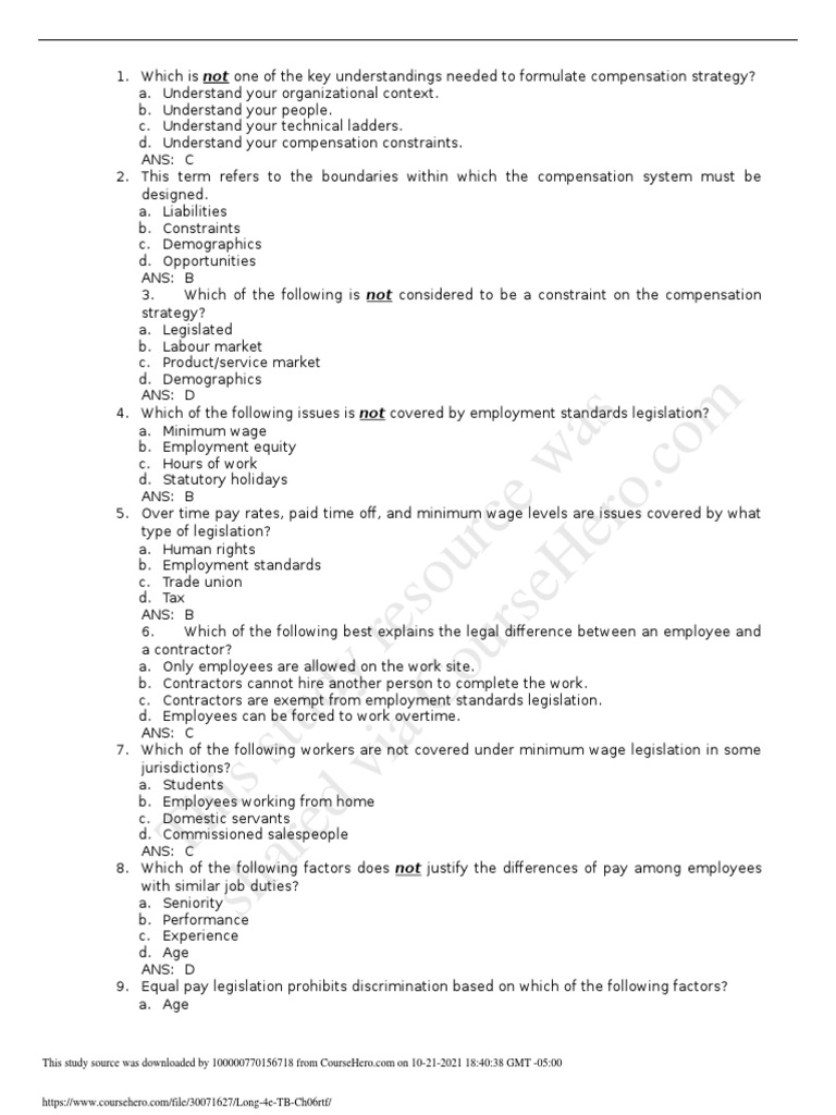 Long 4e TB Ch06 | PDF | Employment | Labour Law