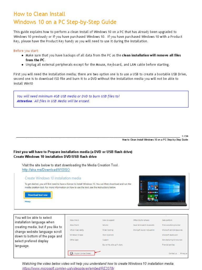 Windows 10 Clean Install Guide | PDF | Windows 10 | Booting