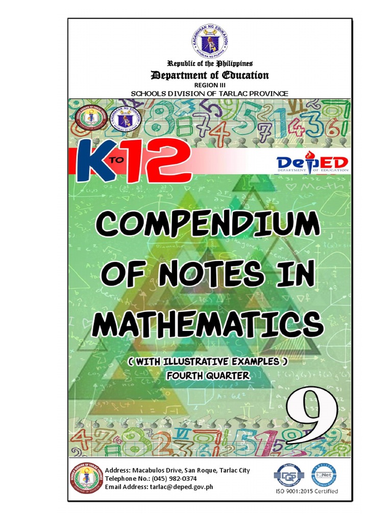 Grade 9 COMPENDIUM OF NOTES G9 4th Q | PDF | Trigonometric Functions | Sine