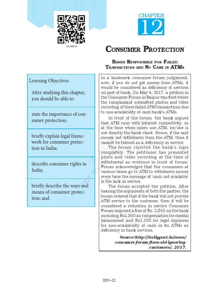 B ST 12th 12 NCERT Consumer Protection 2021-22 | PDF | Consumer ...