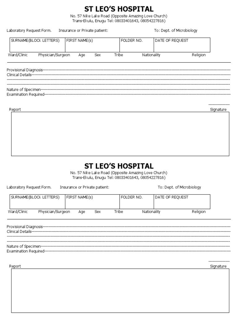 Lab Request Form | PDF | Blood Type | Body Fluids