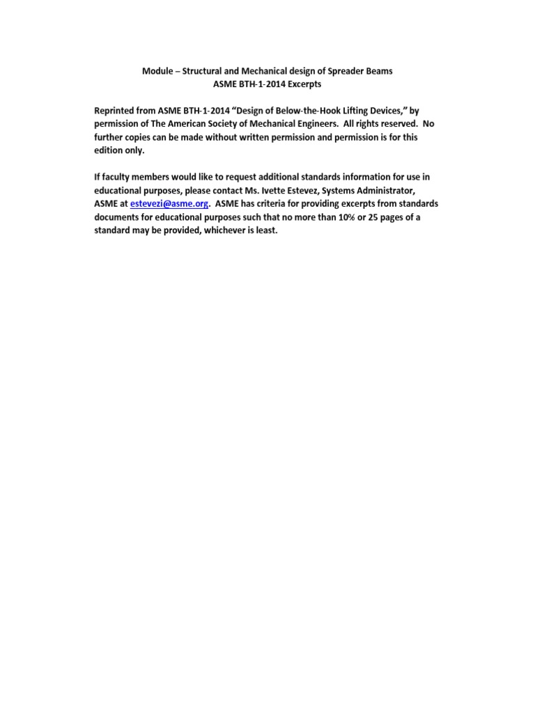 ASME BTH-1-2014 Spreader Beam Design Guide | PDF | Strength Of ...