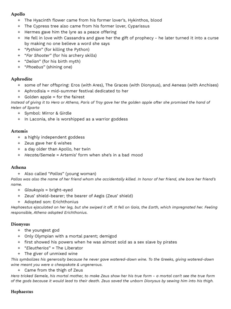 Greek Gods | PDF | Athena | Apollo