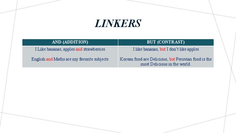 Linkers: and (Addition) But (Contrast) | PDF | Language Arts & Discipline