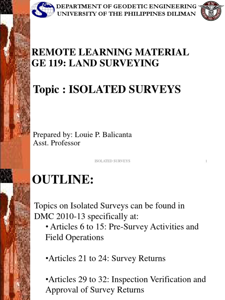 Isolated Surveys in Philippine Land Surveying | PDF | Surveying | Land Lot
