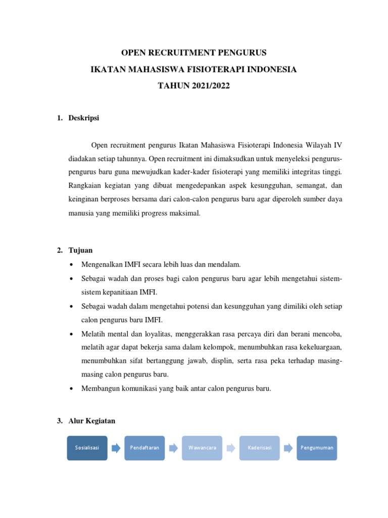 Mekanisme Open Recruitment Pengurus 2021 | PDF