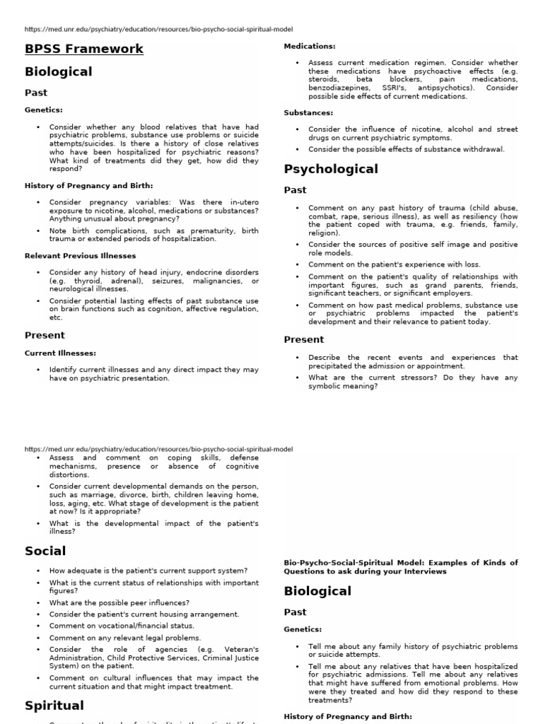 BPSS Framework Biological: Substances | PDF | Psychotherapy ...