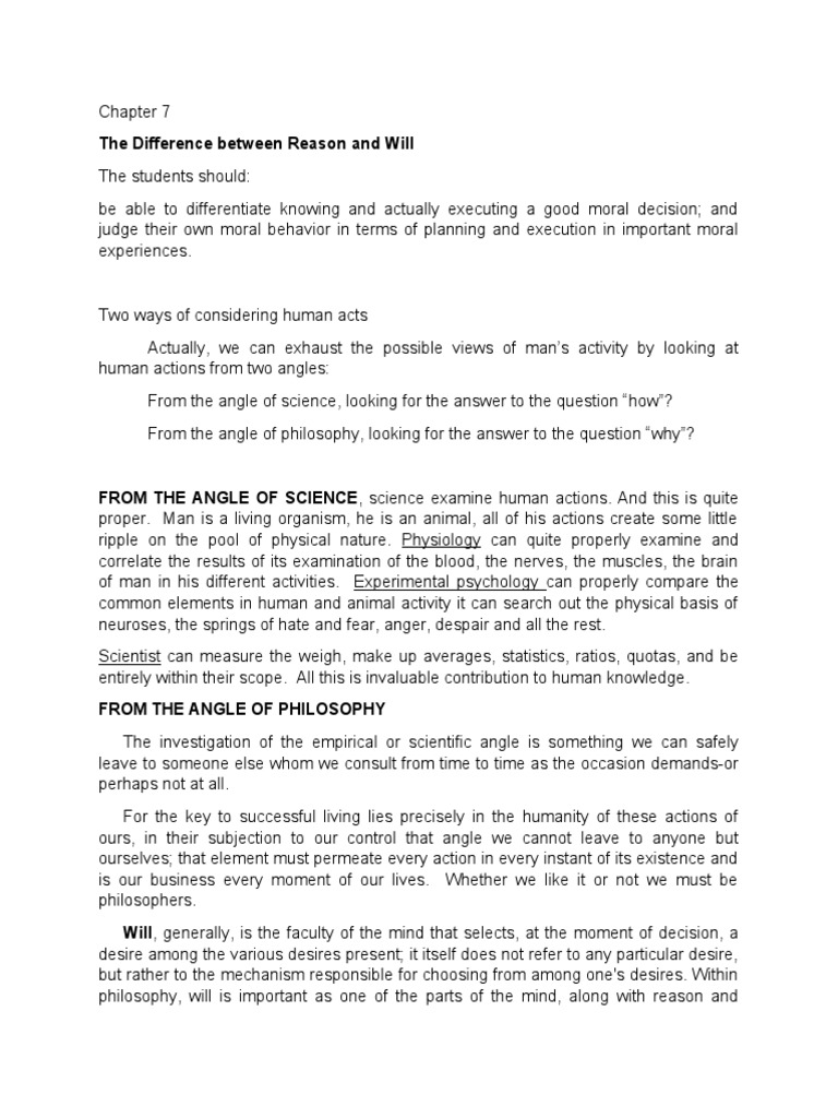 The Difference Between Reason and Will | PDF | Reason | Utilitarianism