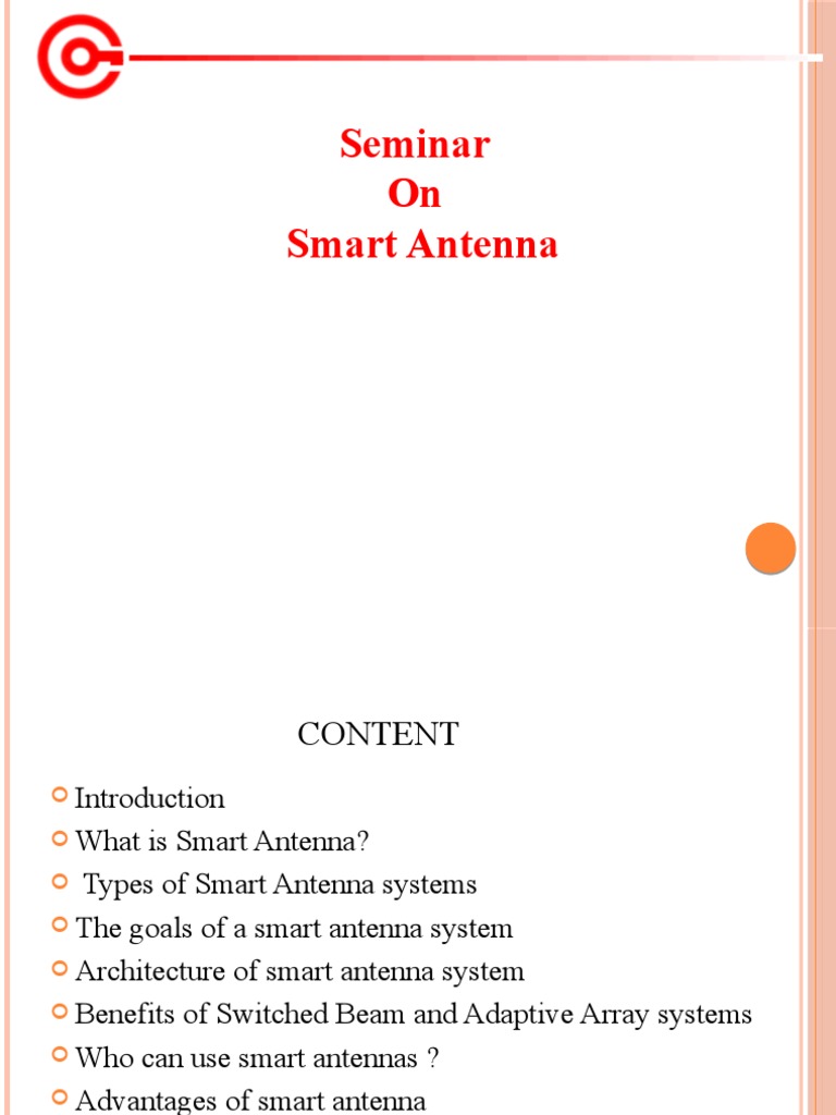 ECE Smart Antenna PPT | PDF | Antenna (Radio) | Cellular Network