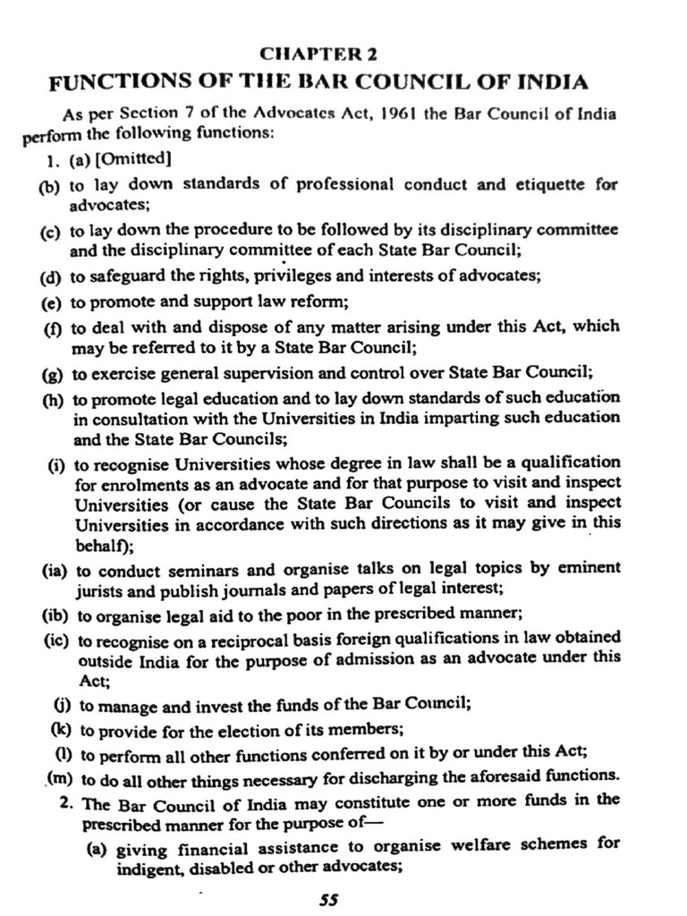 Functions of Bar Council of India | PDF