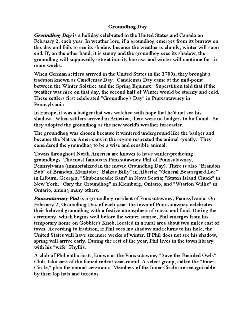 Groundhog Day Is A Holiday Celebrated in The United States and Canada ...