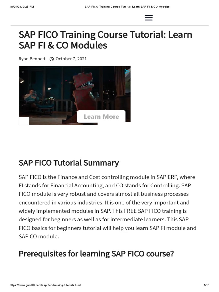 SAP FICO Training Course Tutorial: Learn SAP FI & CO Modules | PDF | Software Engineering ...