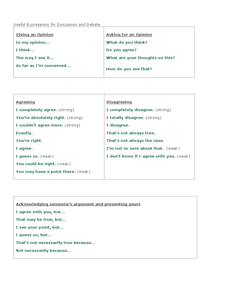 Agreeing and Disagreeing Useful Expressions | PDF