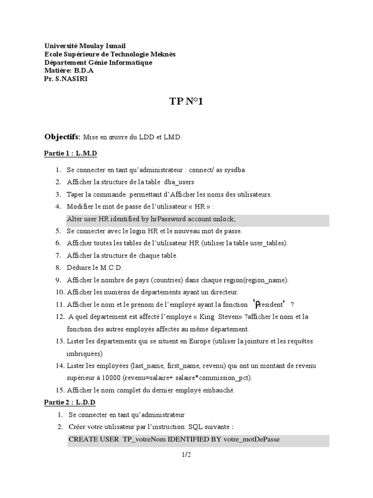 TP 1 BDA | Download Free PDF | Échecs