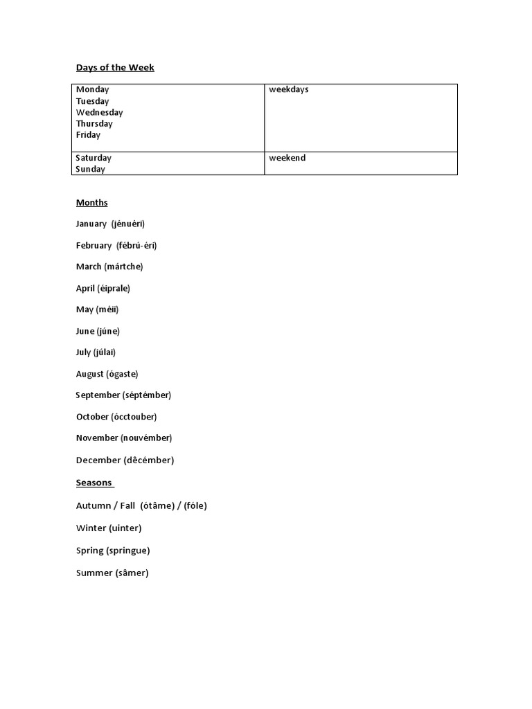 Days of The Week: Months | PDF | Rainbow | Graphic Design