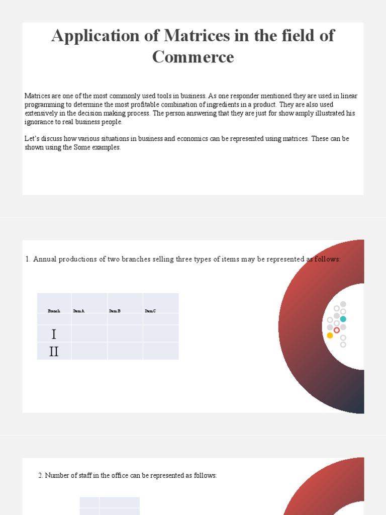 Application of Matrices in Commerce | PDF | Computers