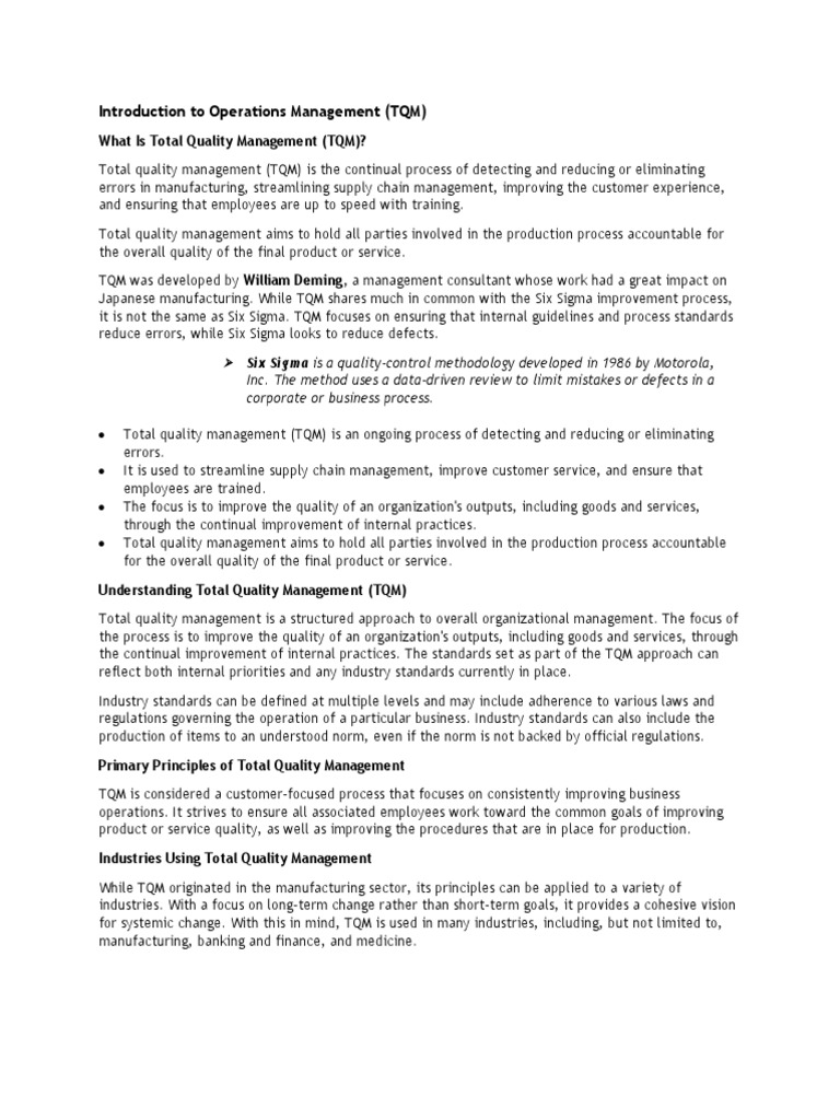 01 - OM - Introduction To Operations Management | Download Free PDF ...