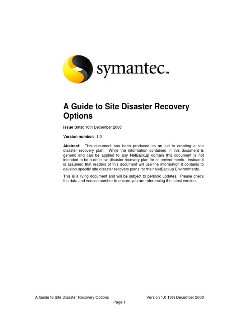 A Guide To Site Disaster Recovery Options | PDF | Backup | Server ...