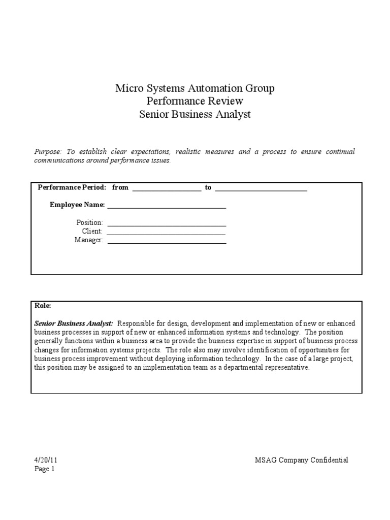 2366.4913 Performance Review Template - Business Analyst | PDF ...