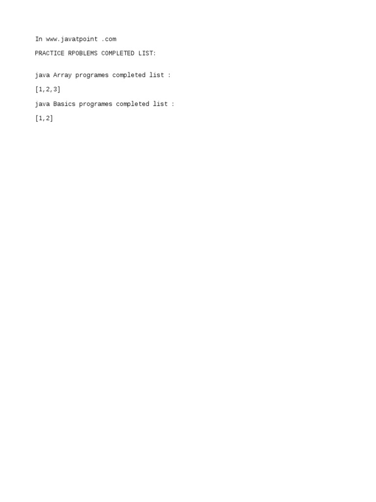 Java Array and Basics Program Lists | PDF