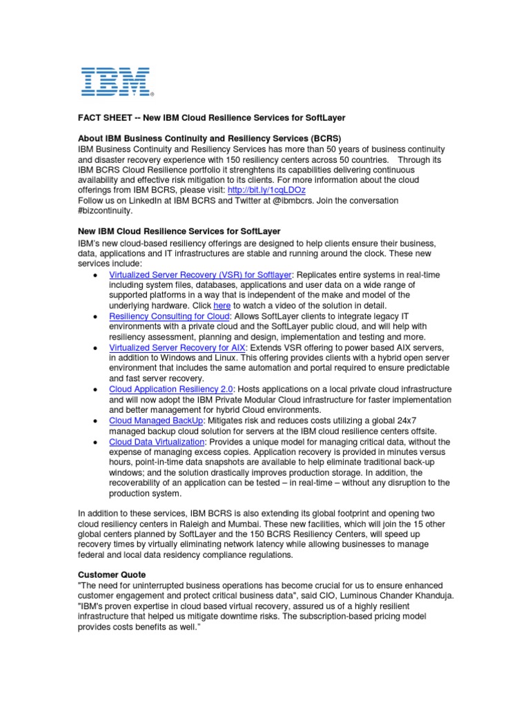 BCRS Services Fact Sheet - Final. | PDF | Cloud Computing | Backup