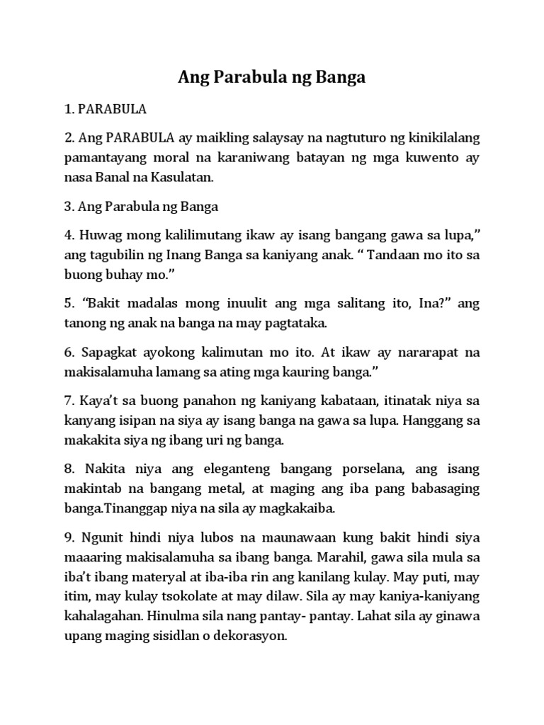 Ang Parabula NG Banga | PDF