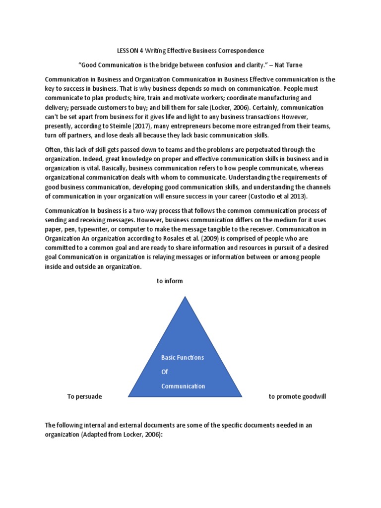 LESSON 3 Writing Effective Business Correspondence | PDF ...