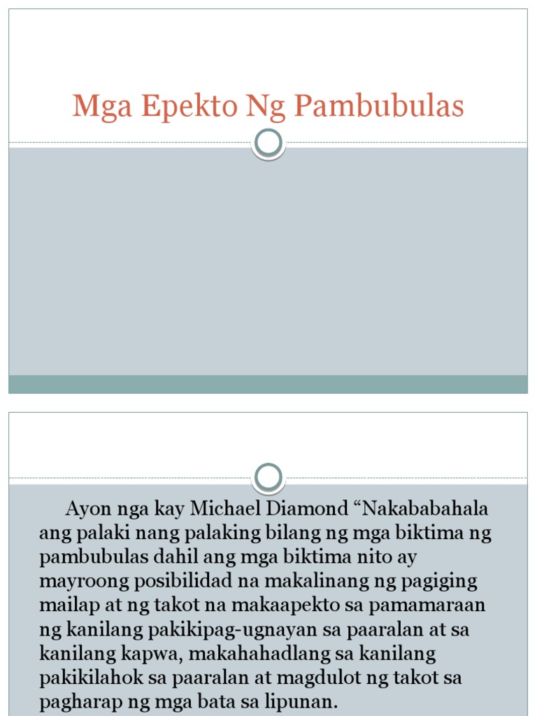 Mga Epekto NG Pambubulas | PDF