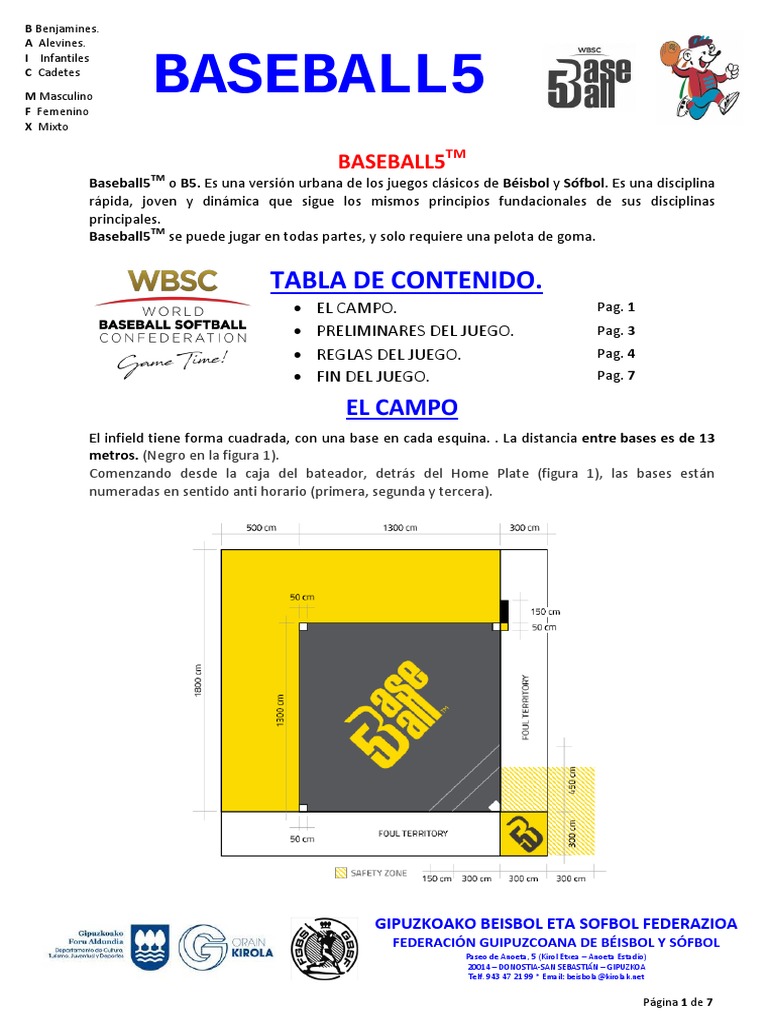 Reglamento Baseball 5 2020 | PDF | Campo de béisbol | Ocio
