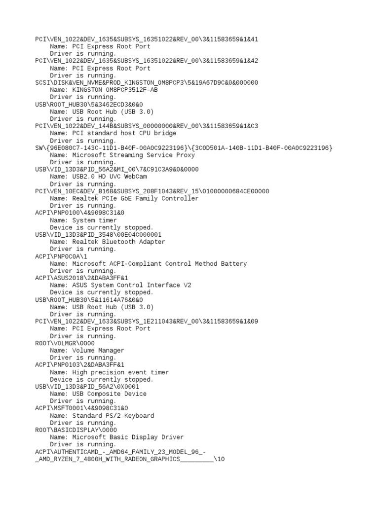 Devlist | PDF | Device Driver | Usb