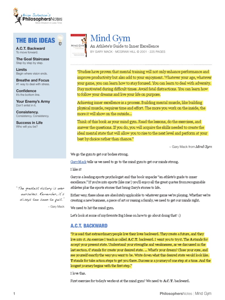 Mind Gym: The Big Ideas | PDF | Breathing | Anxiety