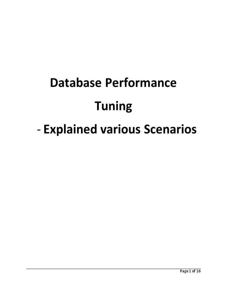 Database Performance Tuning by Examples | PDF | Databases | Sql