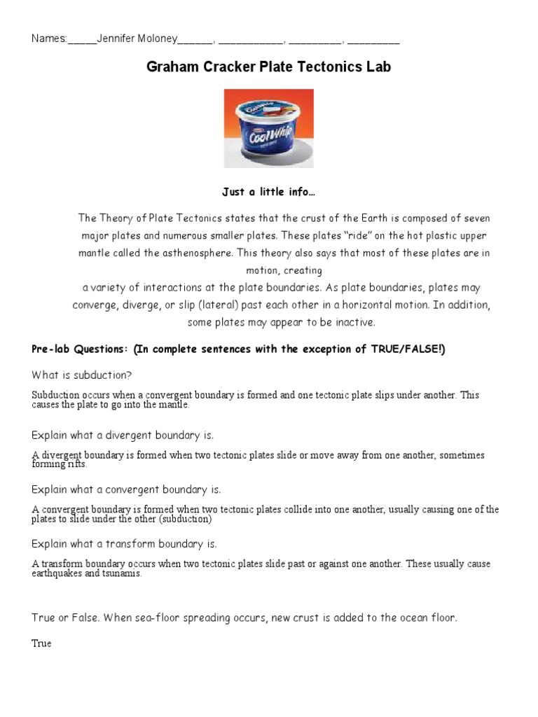 Graham Cracker Plate Tectonics Lab: Just A Little Info | PDF | Plate ...