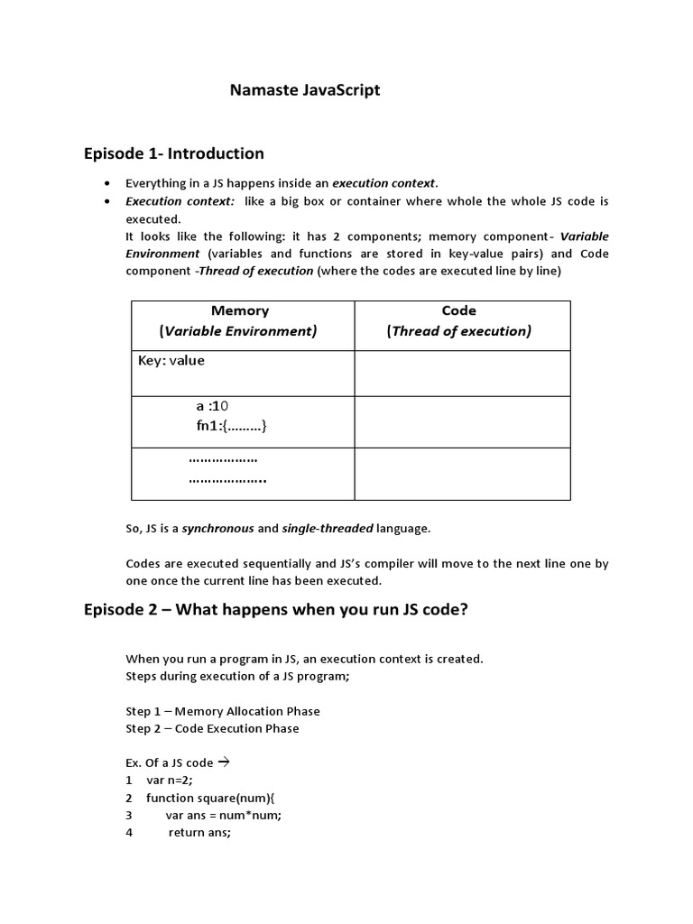 Notes From The Series Namaste Javascript | PDF | Scope (Computer ...