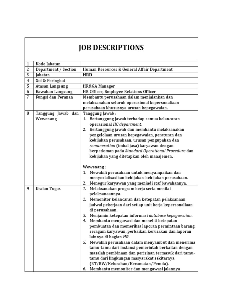 Job Desk HRD | PDF