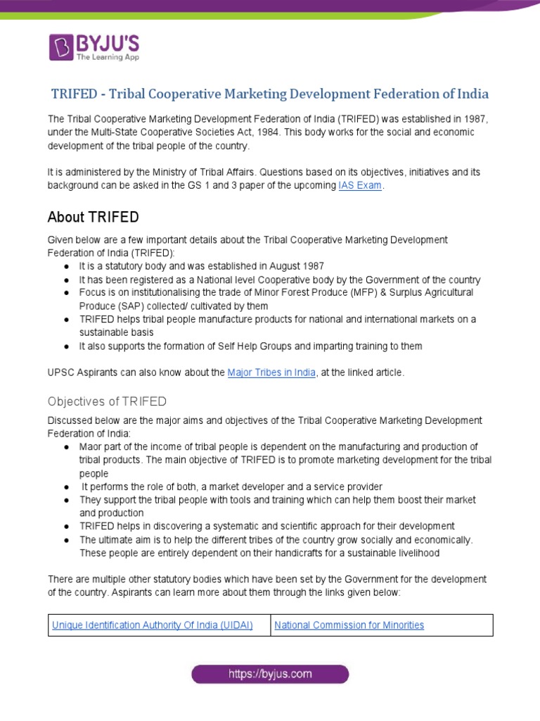 TRIFED - Tribal Cooperative Marketing Development Federation of India ...