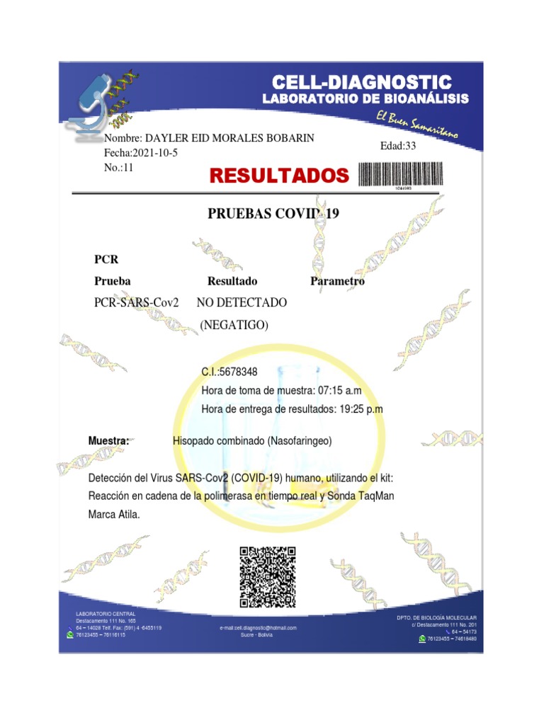 Resultado PCR COVID-19 Negativo | PDF