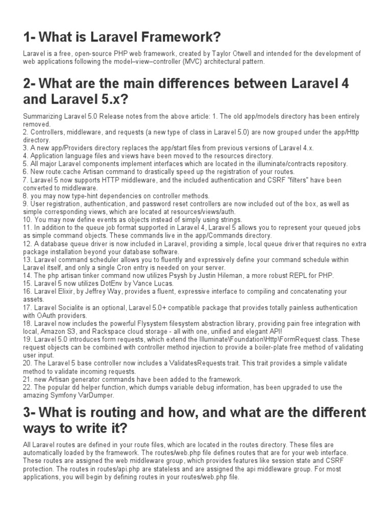 Laravel Interveiw Questions | PDF | Web Application | Parameter (Computer Programming)