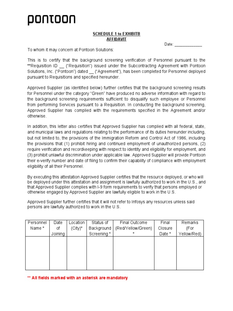 Completed Background Check Affidavit 2018 | Download Free PDF ...